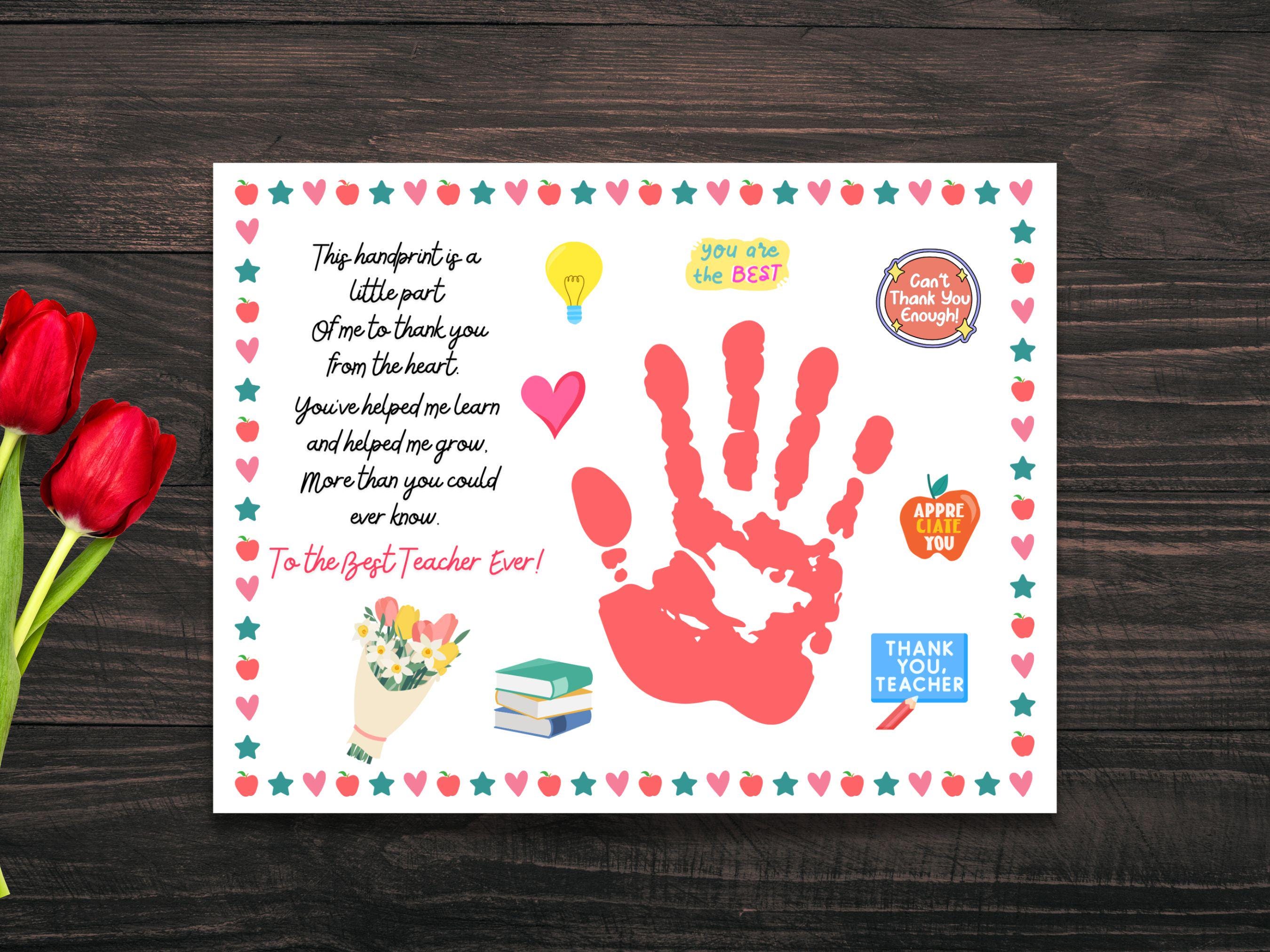Teacher Appreciation Handprint Art, Teacher Handprint Craft, Handprint ...
