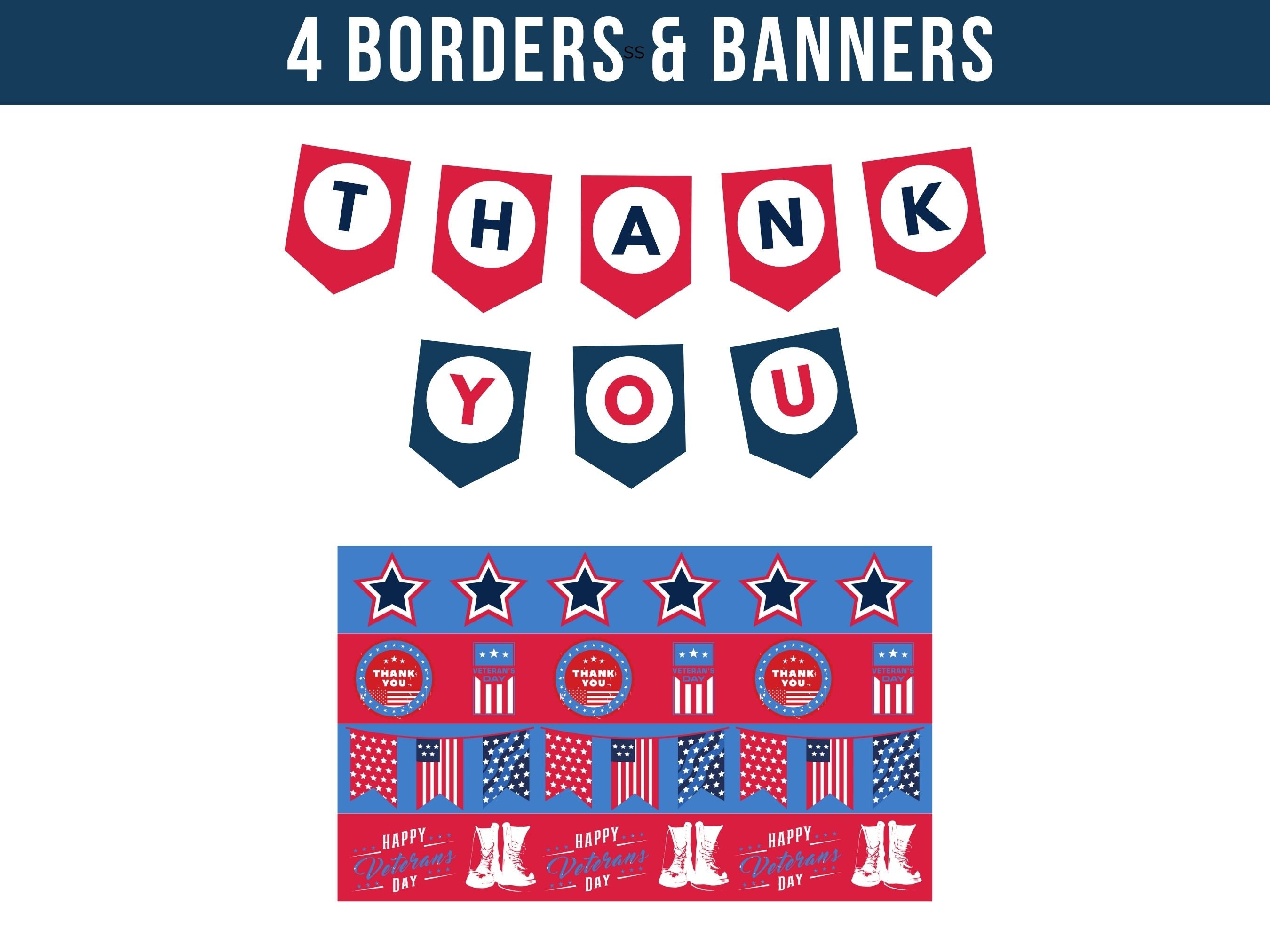 Veterans Day Bulletin Board Kit, Thank You Veterans Posters, Happy ...