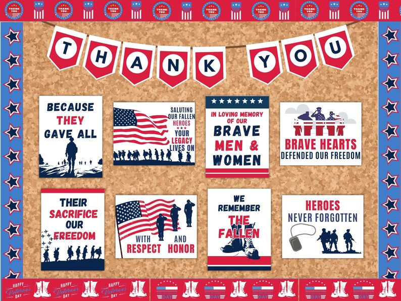 Memorial Day Bulletin Board Kit, Memorial Day Posters, Patriotic ...