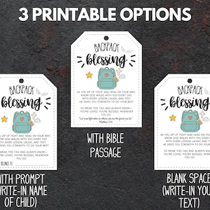 Editable Backpack Blessing Tags, Preschool Backpack Tag, Back to School ...