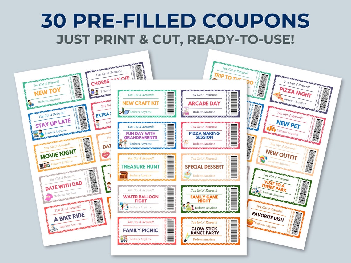 Kids Reward Coupons, Kids Reward Bucks, Editable Coupon Book, Reward ...