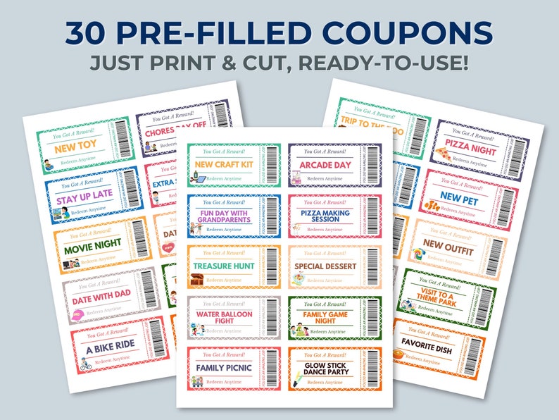 Kids Reward Coupons, Kids Reward Bucks, Editable Coupon Book, Reward ...