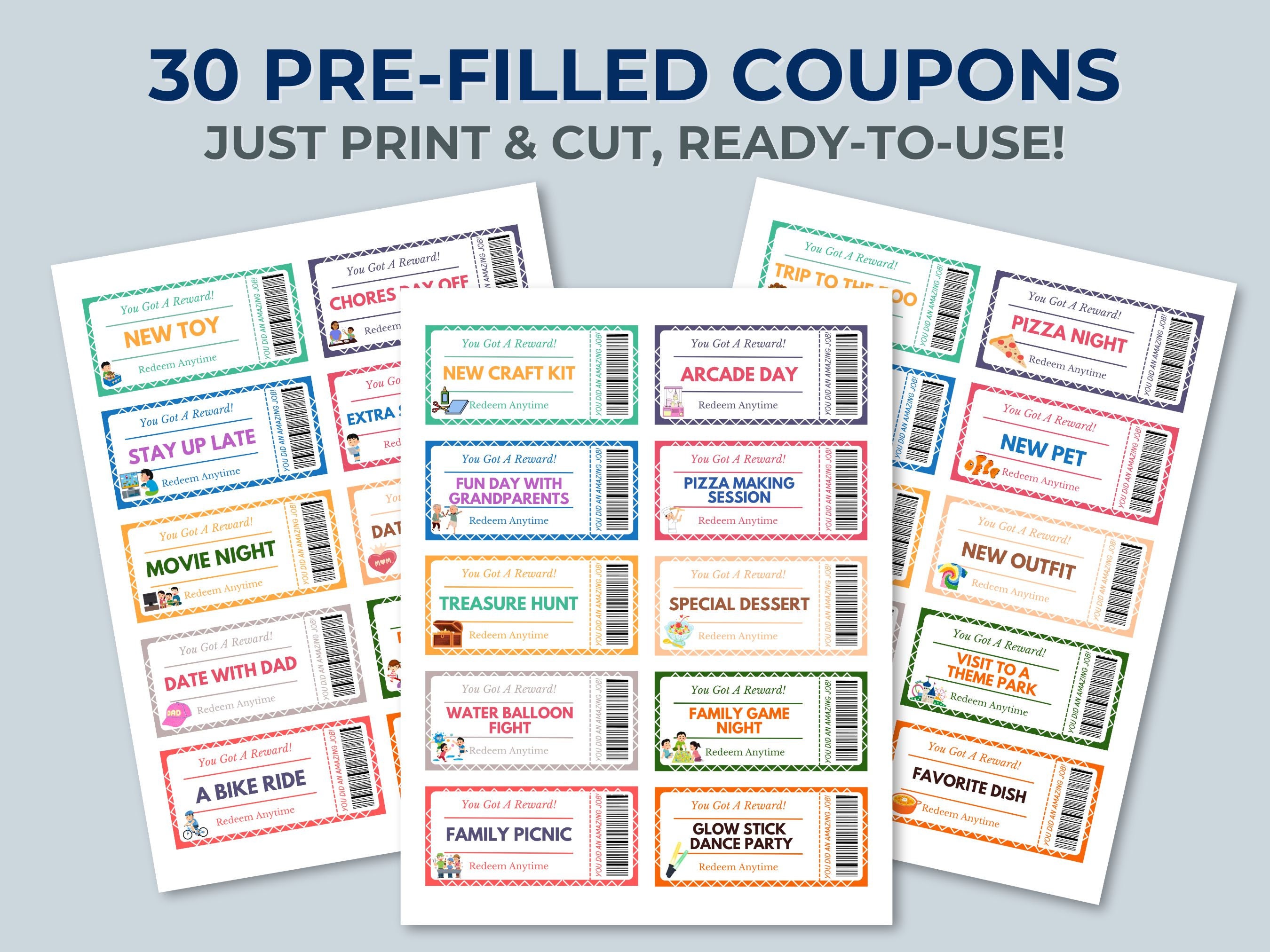 Kids Reward Coupons, Kids Reward Bucks, Editable Coupon Book, Reward ...