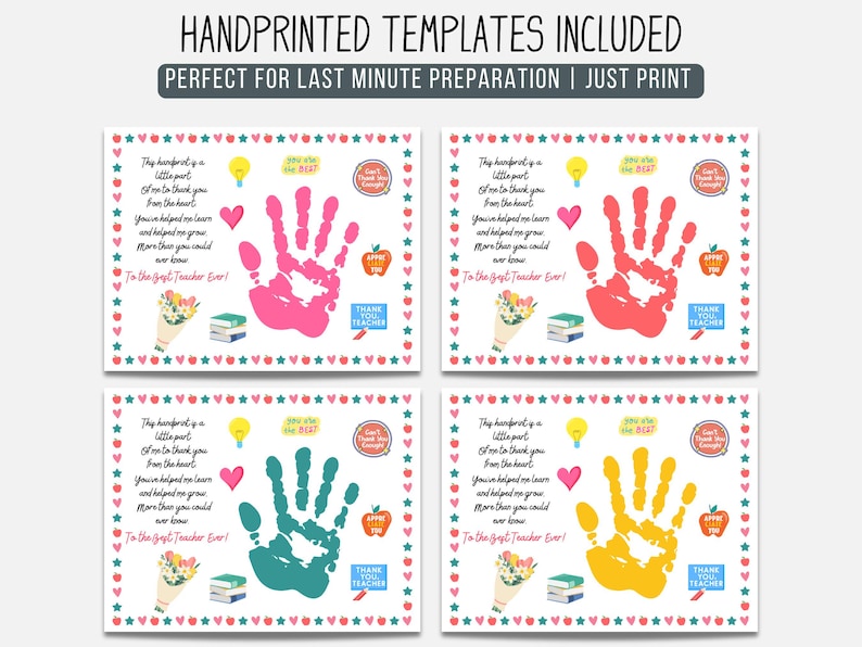 Teacher Appreciation Handprint Art, Teacher Handprint Craft, Handprint ...