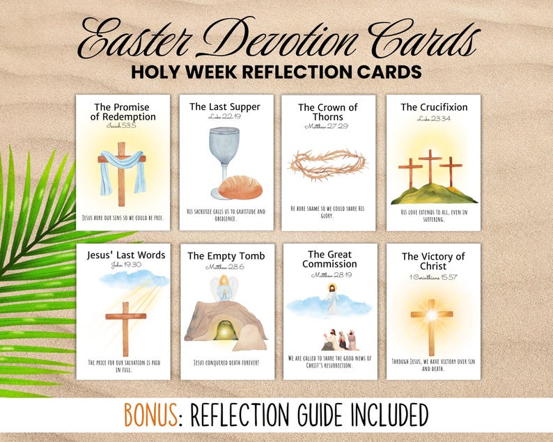 Holy Week Devotional Cards, Easter Story Cards, Easter Devotion Cards ...