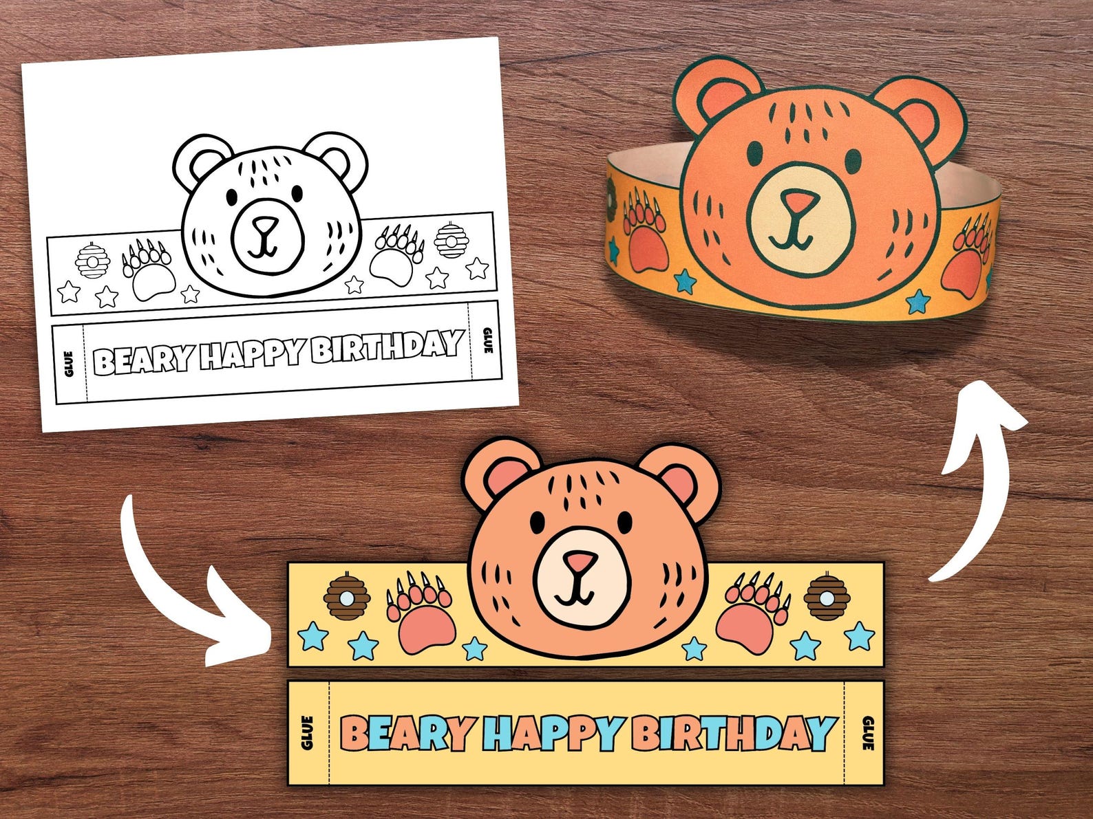 Printable Birthday Crown, Animal Paper Crown Craft, Kids Birthday ...