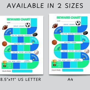 Sports Reward Chart for Boys: Potty Training, Chore Chart (PDF) - Etsy
