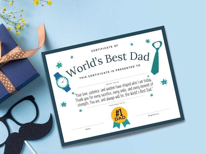 World's Best Dad Certificate, Father's Day Certificate, Best Dad Ever ...