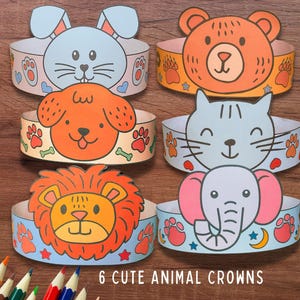 Printable Birthday Crown, Animal Paper Crown Craft, Kids Birthday ...