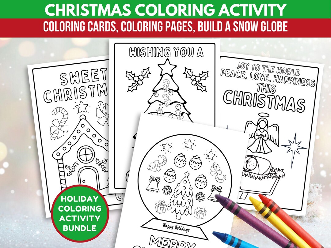 Christmas Coloring Cards for Kids, Winter Classroom Craft Activities ...