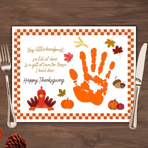 Thanksgiving Handprint Placemat, Turkey Handprint Art, Handprint Poem ...