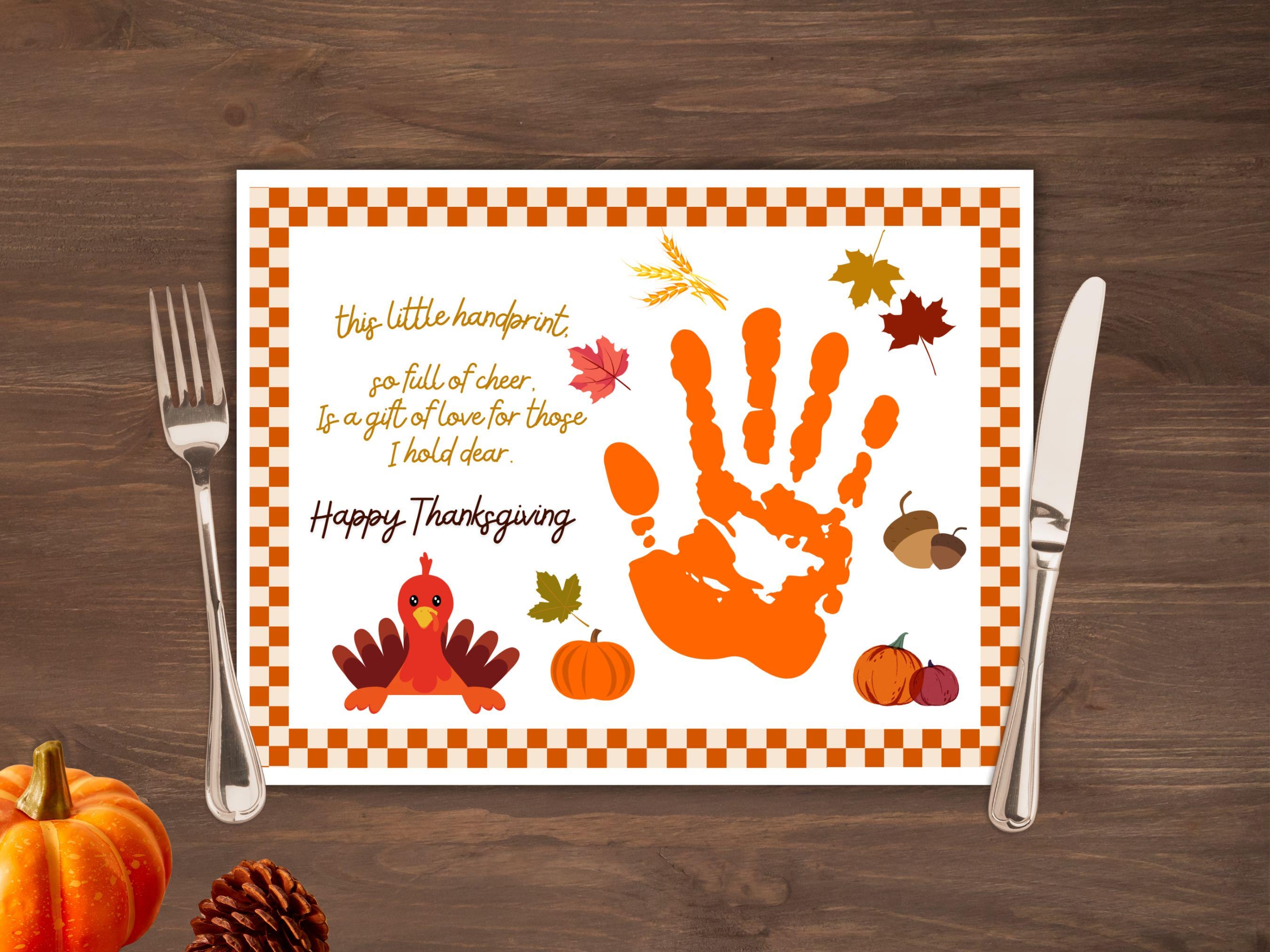 Thanksgiving Handprint Placemat, Turkey Handprint Art, Handprint Poem ...