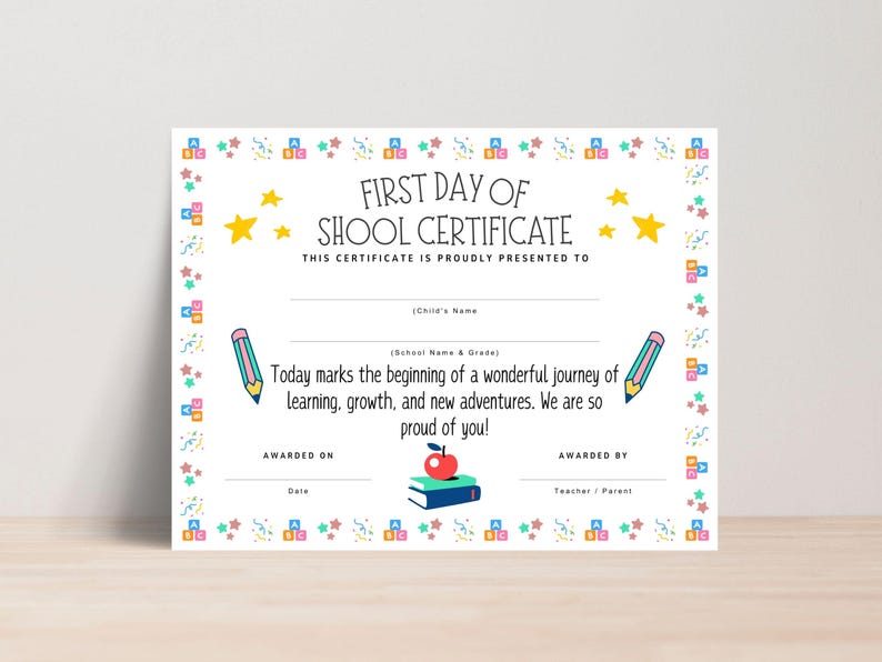 Editable First Day of School Certificate, Back to School Certificate ...