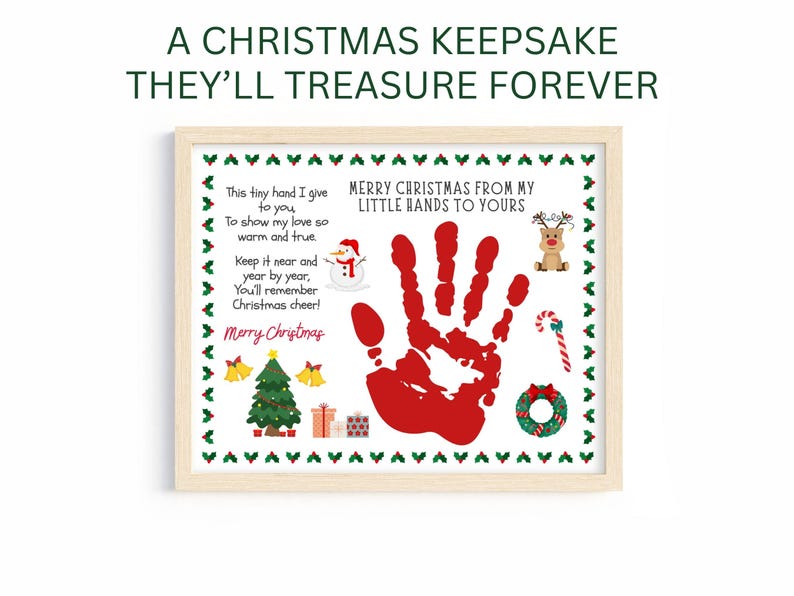 Christmas Handprint Craft Printable, Handprint Keepsake, Christmas ...