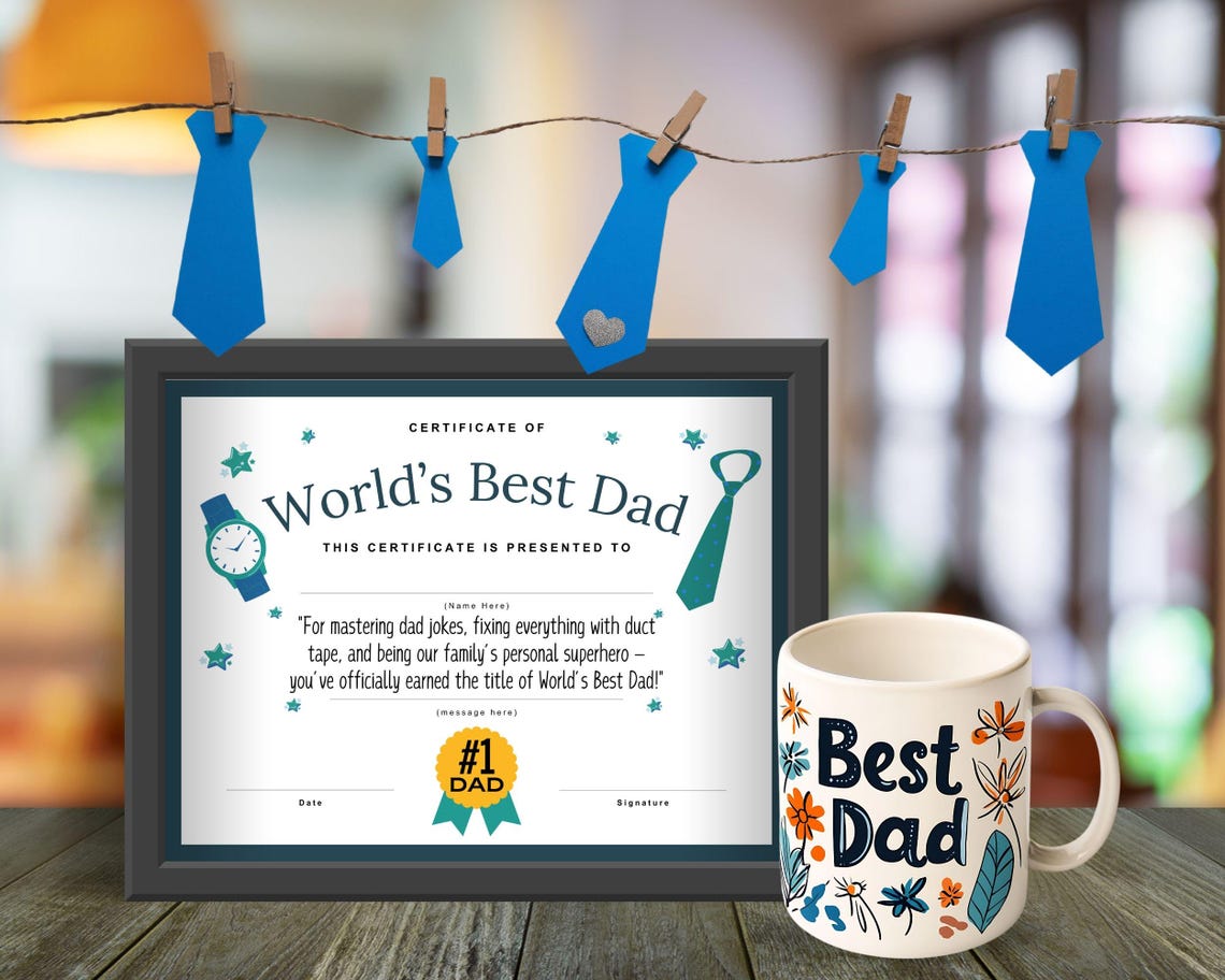 World's Best Dad Certificate, Father's Day Certificate, Best Dad Ever ...
