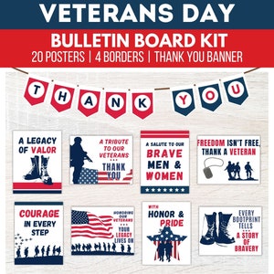 Veterans Day Bulletin Board Kit, Thank You Veterans Posters, Happy ...