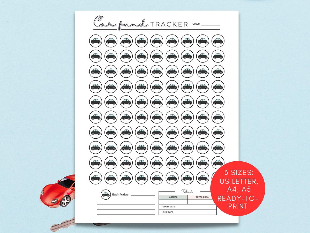 Car Fund Savings Tracker Printable, Car Fund Tracker, New Car Savings ...