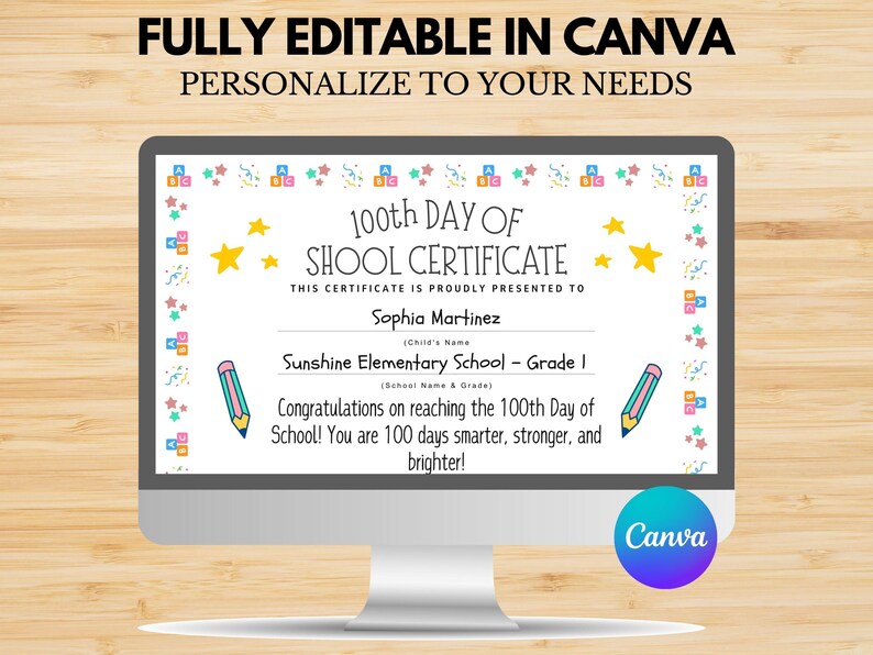 Editable 100th Day of School Certificate, 100 Days of School Activities ...
