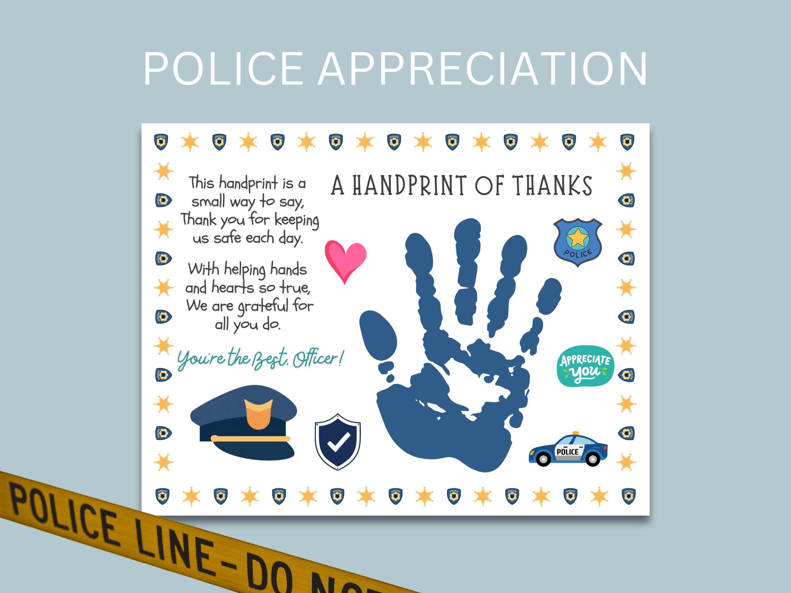 Police Appreciation Handprint Art, Police Officer Gifts, Thank You Gift ...