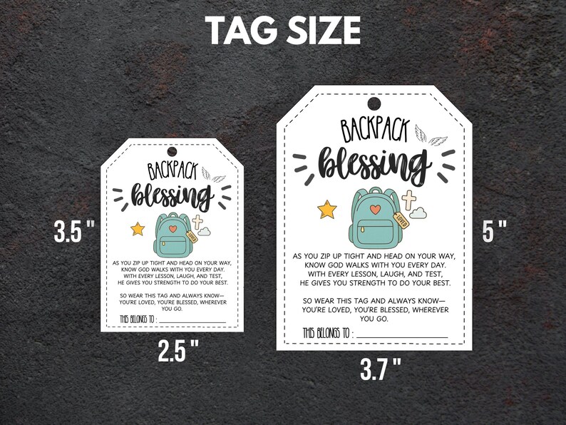 Editable Backpack Blessing Tags, Preschool Backpack Tag, Back to School ...