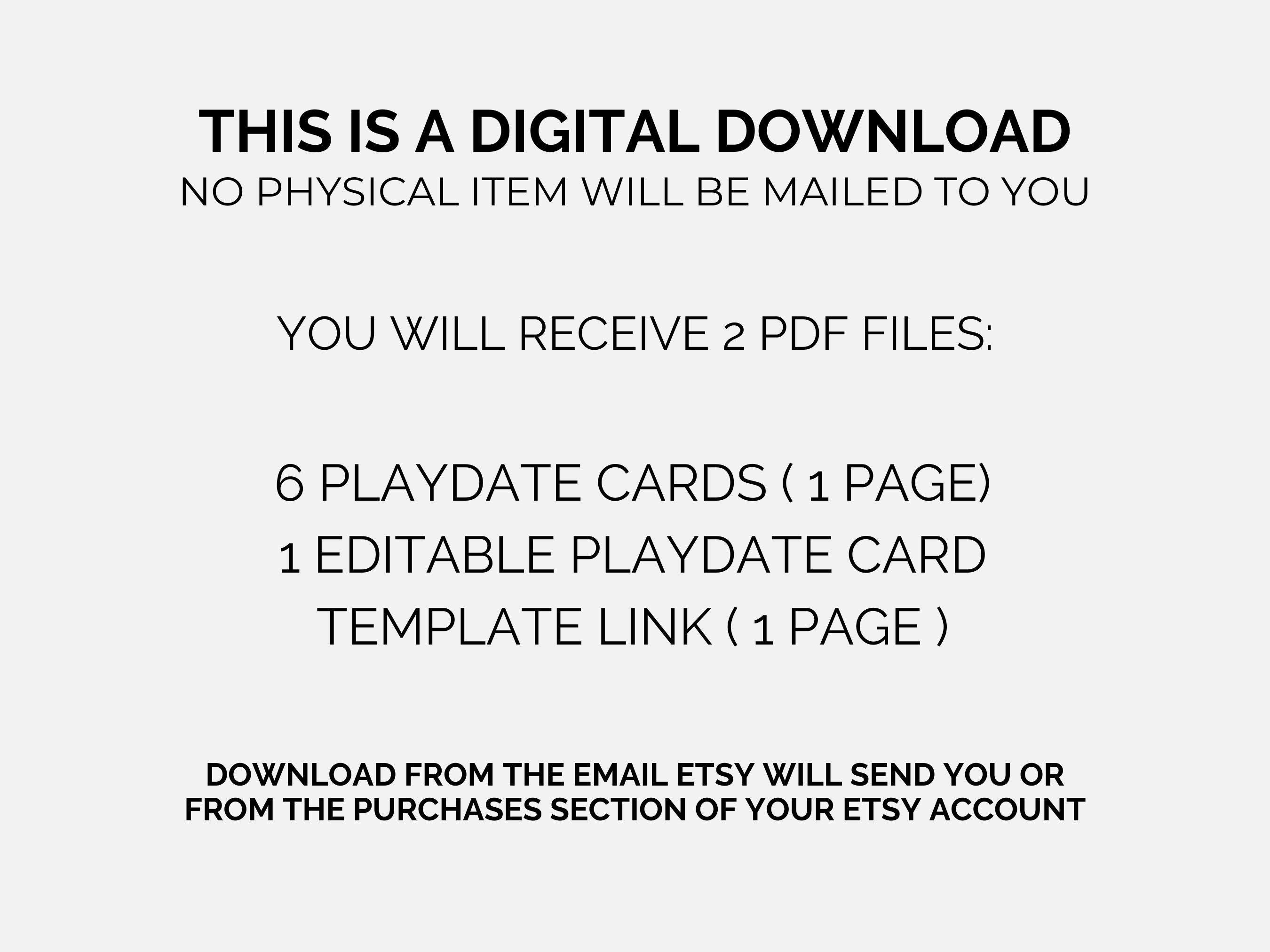 Editable Playdate Cards: Kids Calling Cards (PDF Printables) - Etsy