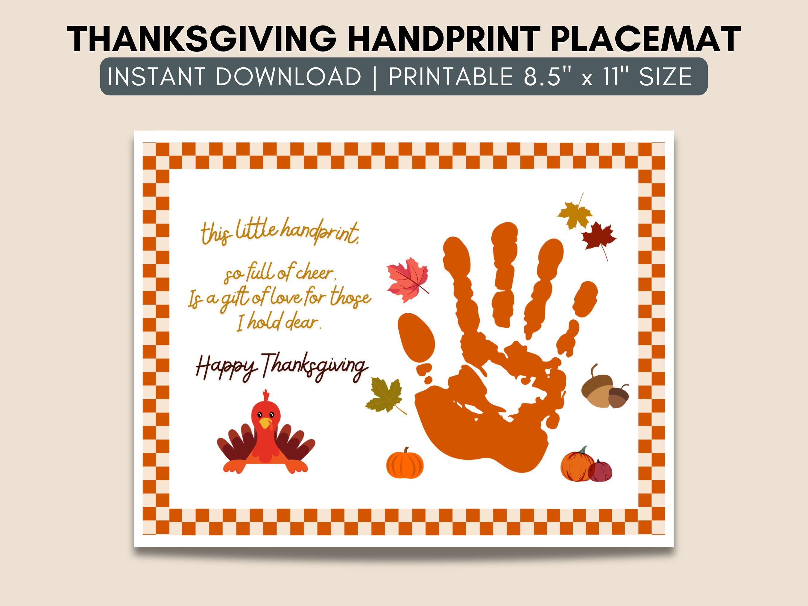 Thanksgiving Handprint Placemat, Turkey Handprint Art, Handprint Poem ...