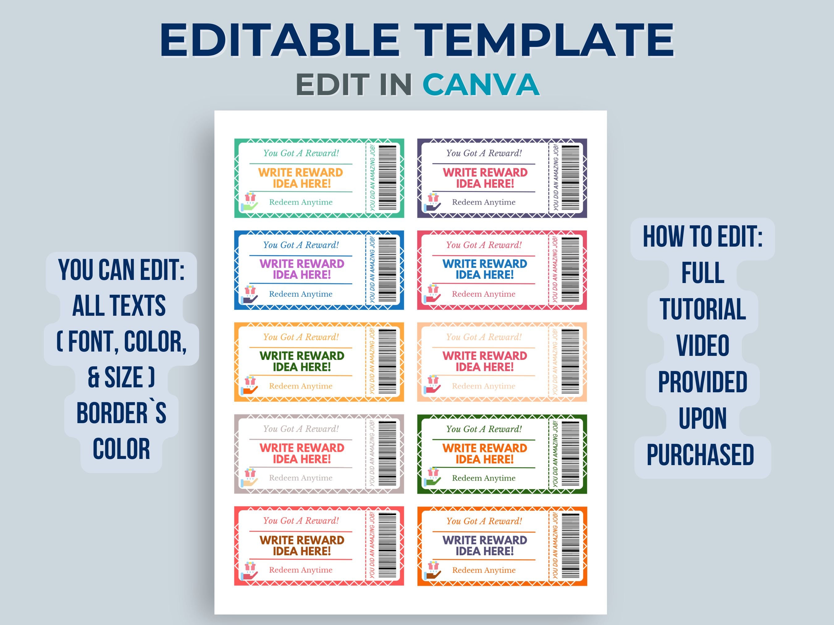 Kids Reward Coupons, Kids Reward Bucks, Editable Coupon Book, Reward ...