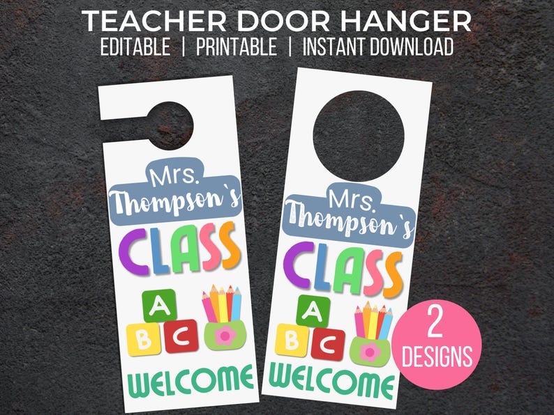 Editable Teacher Door Hanger Template: Back to School Sign (PDF ...