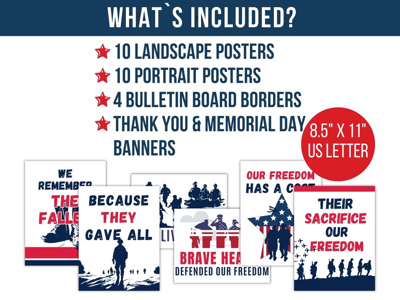 Memorial Day Bulletin Board Kit, Memorial Day Posters, Patriotic ...