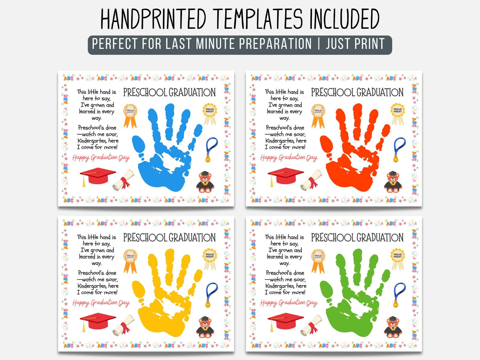 Preschool Graduation Handprint Craft, Graduation Handprint Poem, Last ...