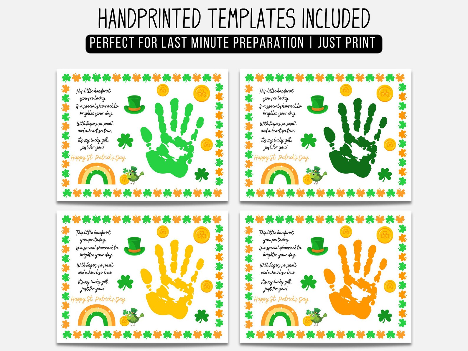 St Patricks Day Handprint Craft, Saint Patrick Handprint Art, Handprint ...