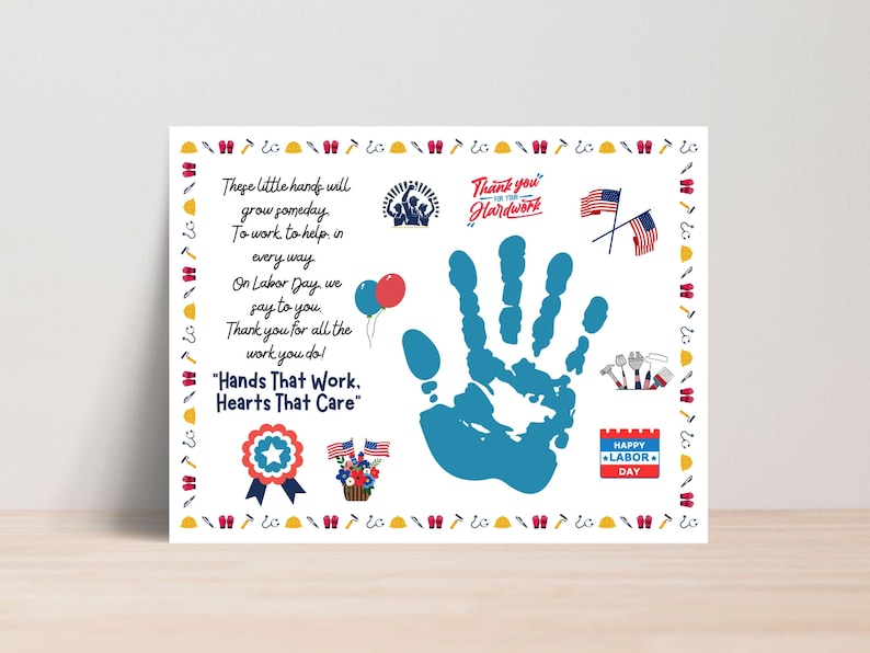 Labor Day Handprint Craft: Keepsake Poem Art (PDF Printables) - Etsy