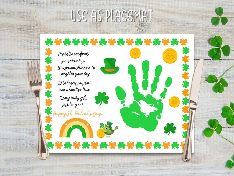 St Patricks Day Handprint Craft, Saint Patrick Handprint Art, Handprint ...
