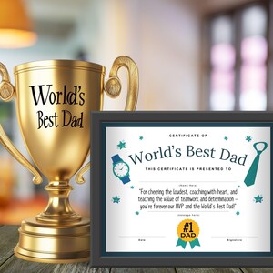 World's Best Dad Certificate, Father's Day Certificate, Best Dad Ever ...