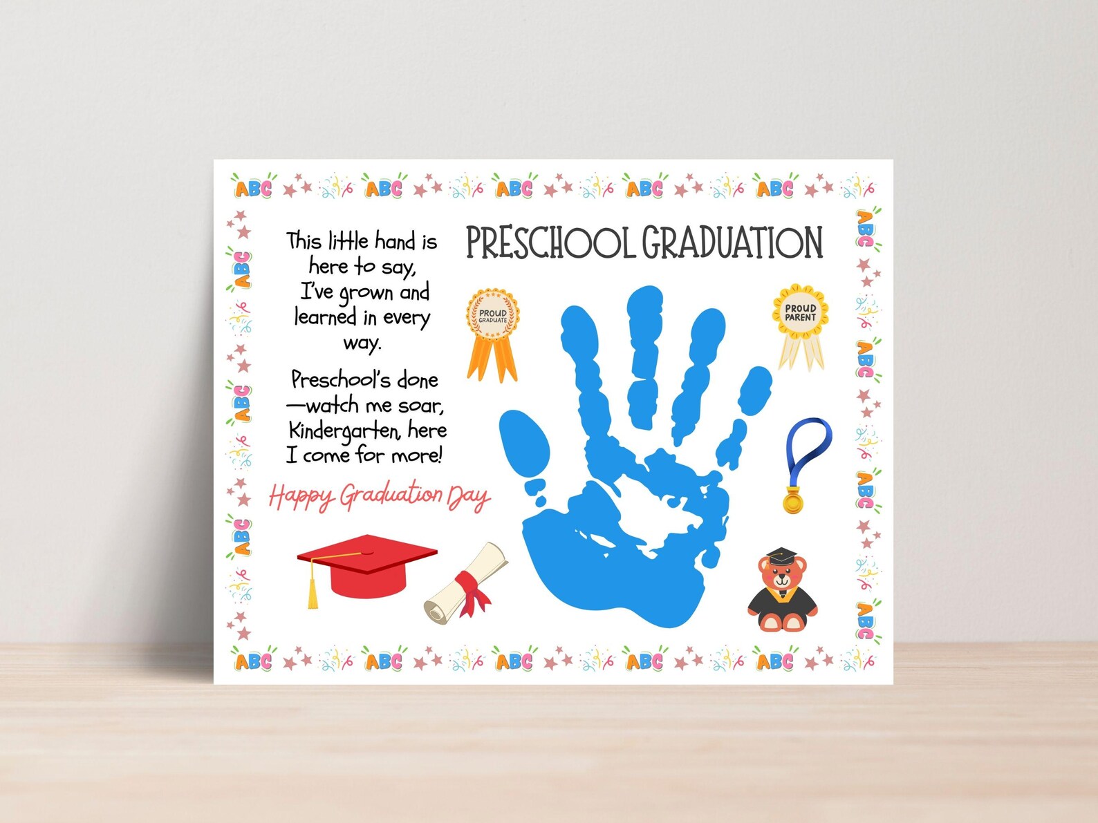 Preschool Graduation Handprint Craft, Graduation Handprint Poem, Last ...