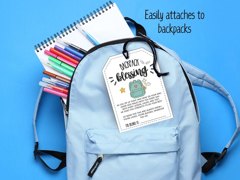 Backpack Blessing Tags, Preschool Backpack Tag, Back to School Gift Tag ...