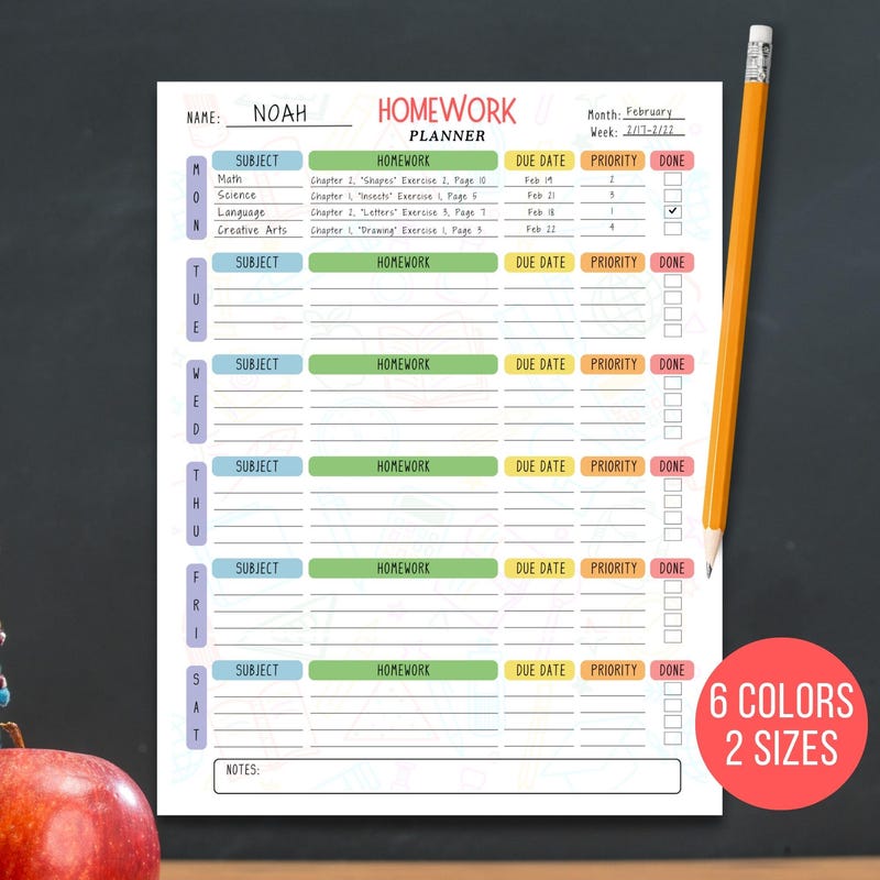 Homework Planner - Etsy