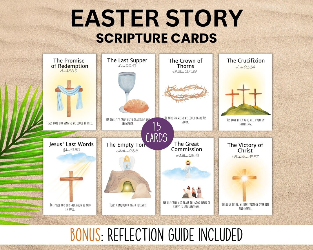 Easter Story Scripture Cards, Resurrection Story Cards, Holy Week Cards ...