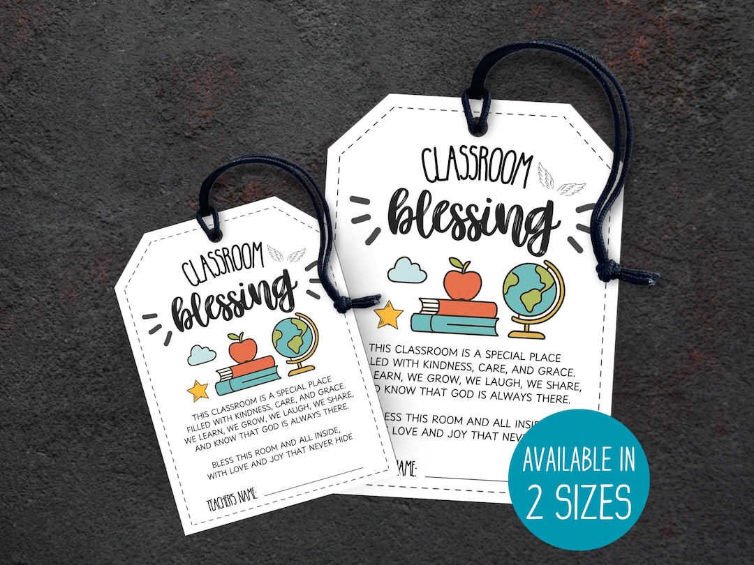 Classroom Blessing Tags: Back to School Prayer Cards (instant Download ...