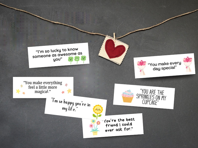 Kids Lunchbox Notes, Love Notes for Kids, 30 Valentine's Day Love Notes ...