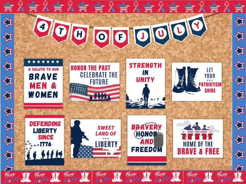 4th of July Bulletin Board Kit, Independence Day Banner, Patriotic ...