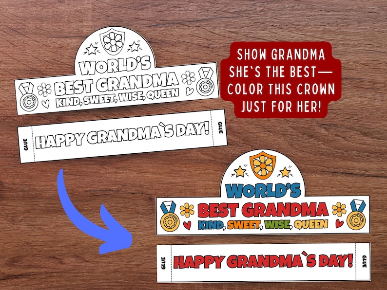 Grandparents Day Craft: Printable Grandma Crown (PDF Printables) - Etsy ...
