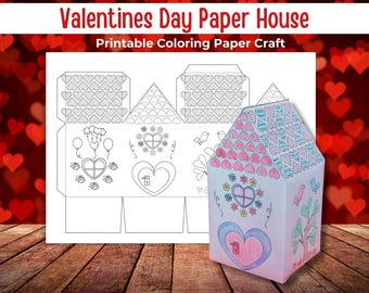 Valentine's Day 3D Paper Craft Houses - Printable DIY Activity for Kids ...
