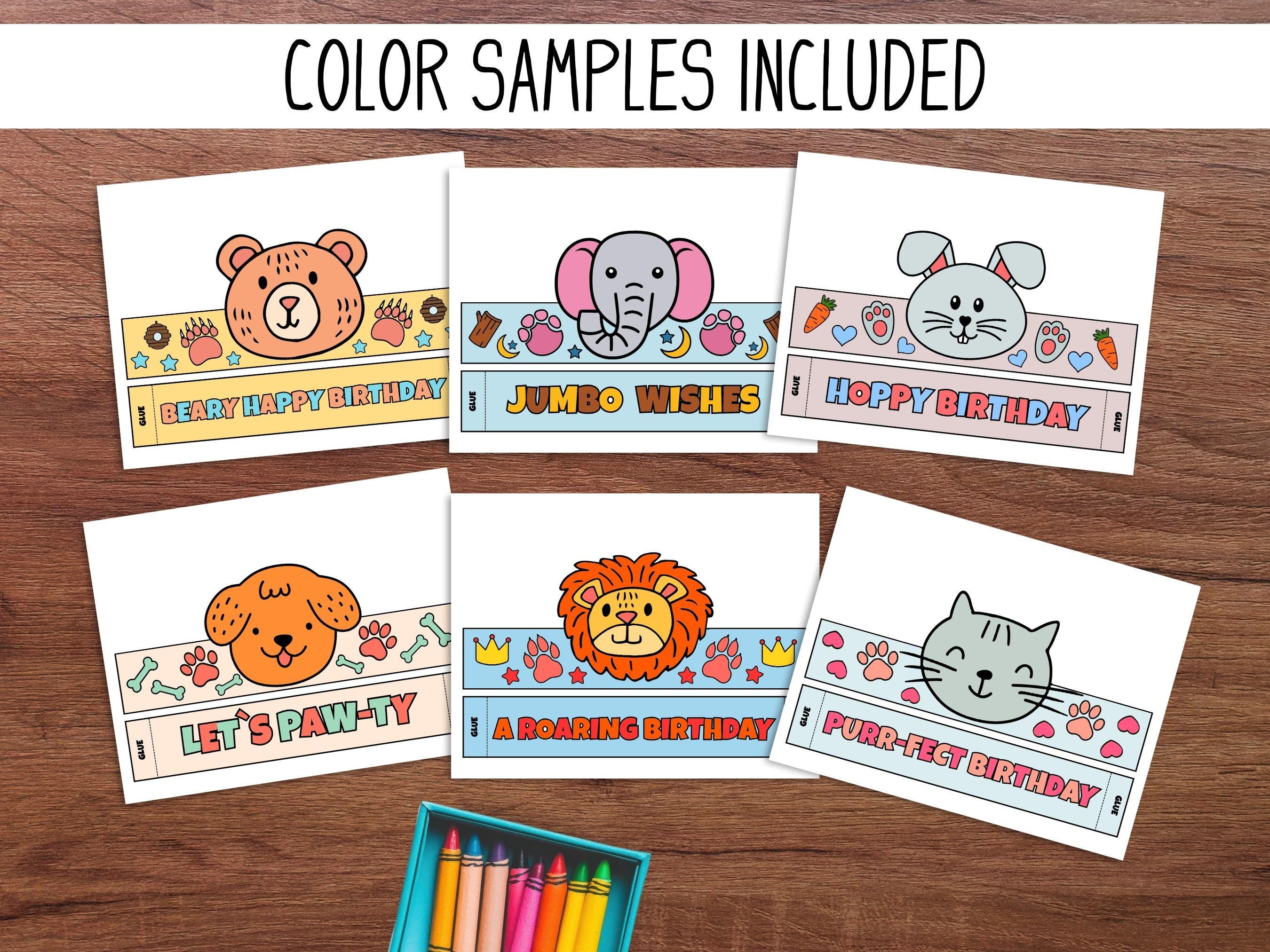 Printable Birthday Crown, Animal Paper Crown Craft, Kids Birthday ...