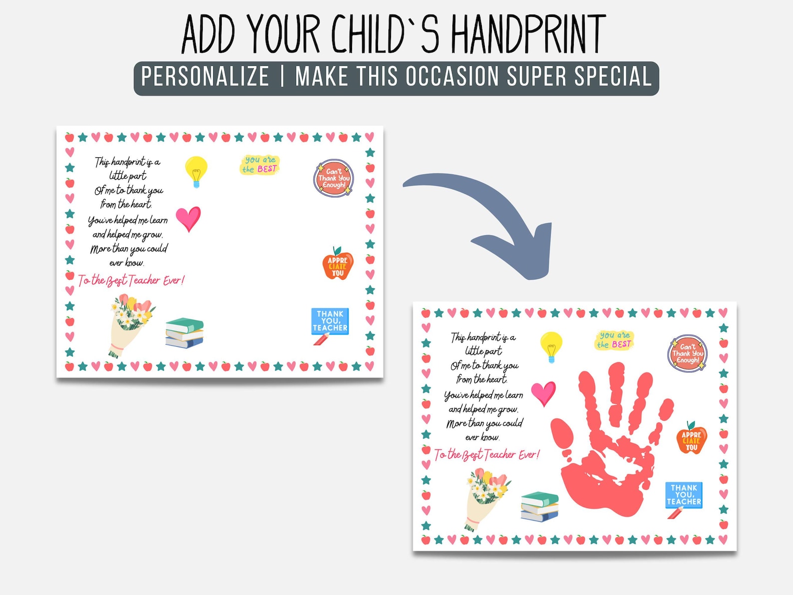 Teacher Appreciation Handprint Art, Teacher Handprint Craft, Handprint ...