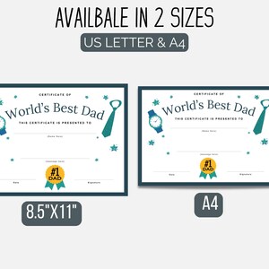 World's Best Dad Certificate, Father's Day Certificate, Best Dad Ever ...