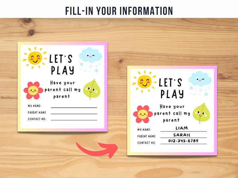 Editable Playdate Cards, Let's Play Printable Cards, Play Date Cards ...