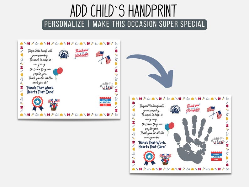 Labor Day Handprint Craft: Keepsake Poem Art (PDF Printables) - Etsy