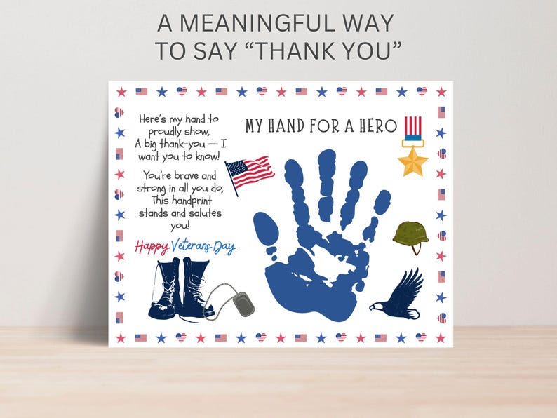 Veterans Day Handprint Craft, Veteran Appreciation, Patriotic Handprint ...