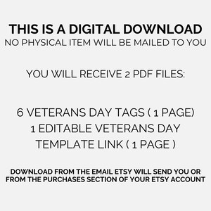 Veterans Day Gift Tag, Veterans Day Tags, Veterans Day Labels, Editable ...
